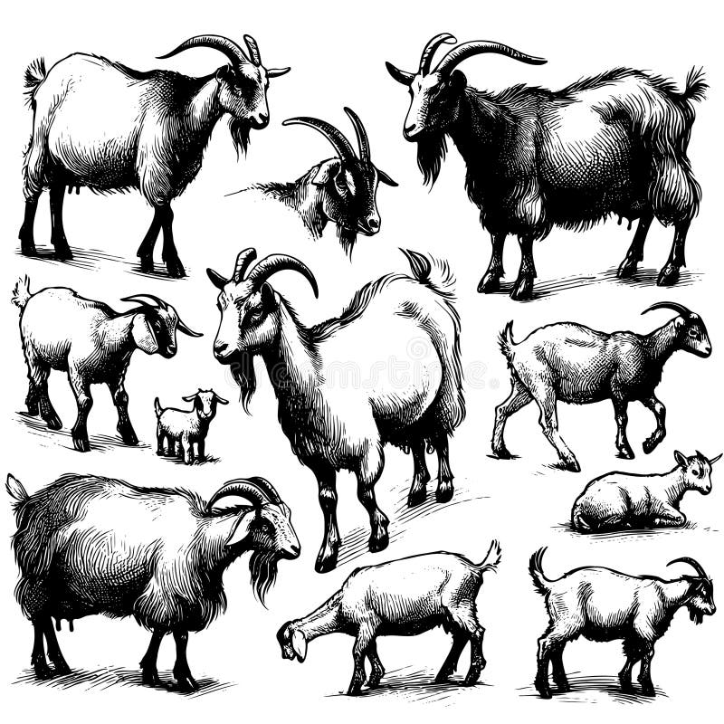 Goat Farm Hand Drawn Sketch Cattle Farm Vector Illustration Stock ...