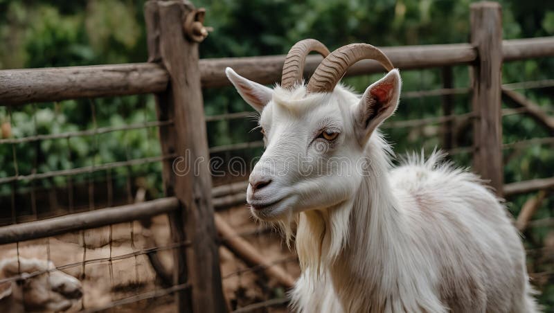 Goat Farm View, Domestic Goats on the Farm Close Up Stock Illustration ...