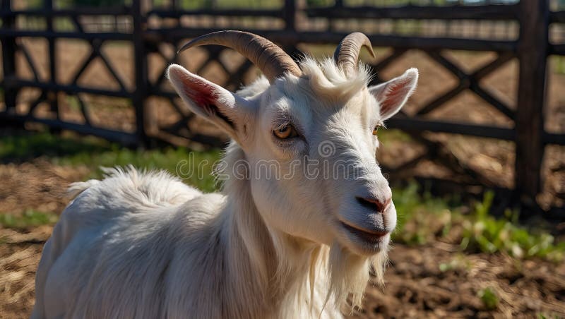 Goat Farm View, Domestic Goats on the Farm Close Up Stock Illustration ...
