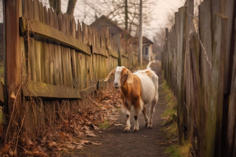 Goat and Fence Interaction in Rural Area Stock Photo - Image of ...