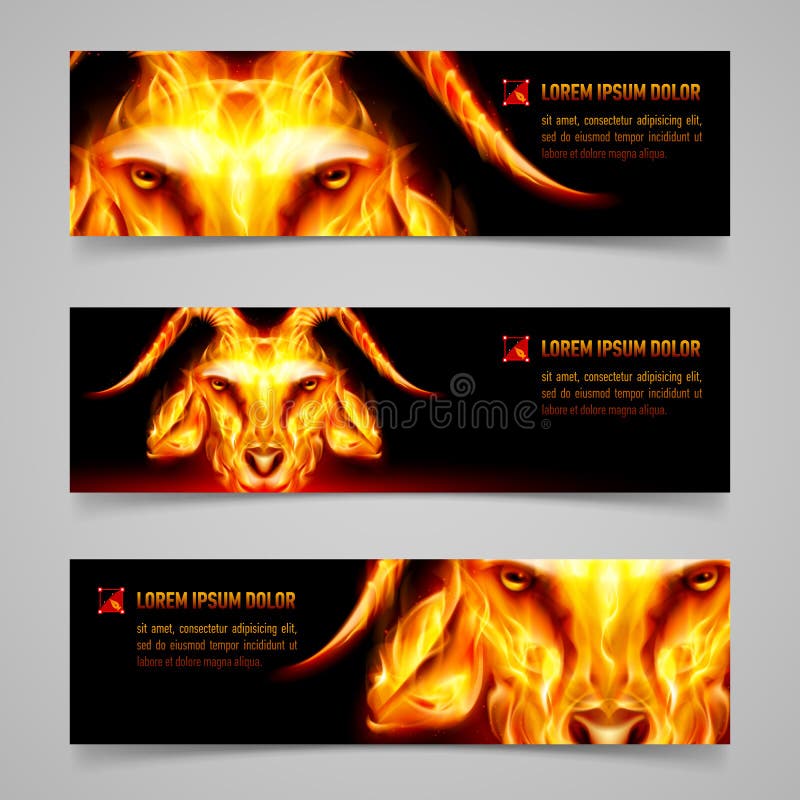 Goat fire banners stock vector. Illustration of astrology - 46354889