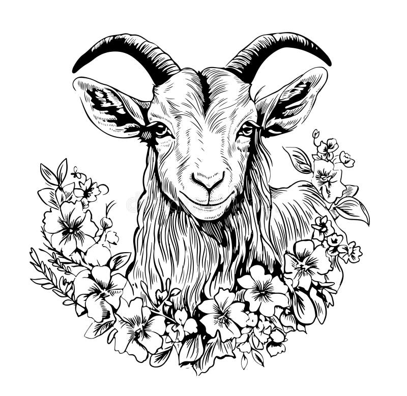 Goat Hand Drawn Vector Illustration Stock Vector - Illustration of ...
