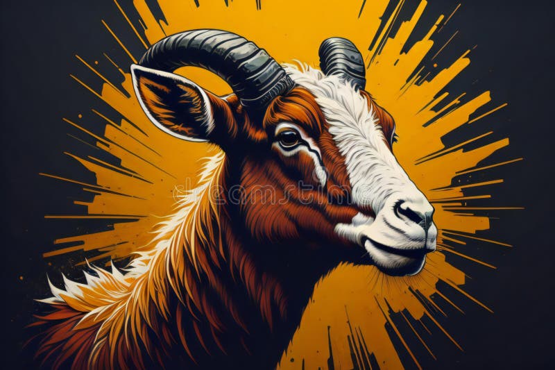 Goat Head with Grunge Background. Ai Generated Stock Illustration ...