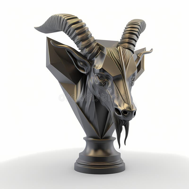 Goat Head Trophy. Generative AI Stock Illustration - Illustration of ...