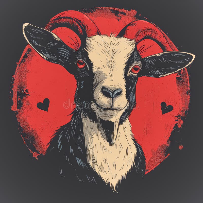 Goat with Horns and a Red Circle Around it Stock Image - Image of ...