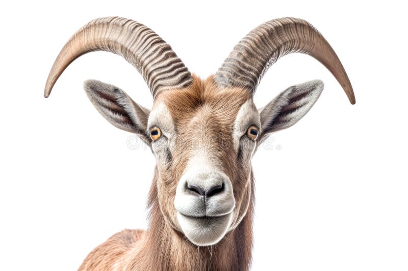 A Goat with Horns is Staring at the Camera. Stock Image - Image of wild ...