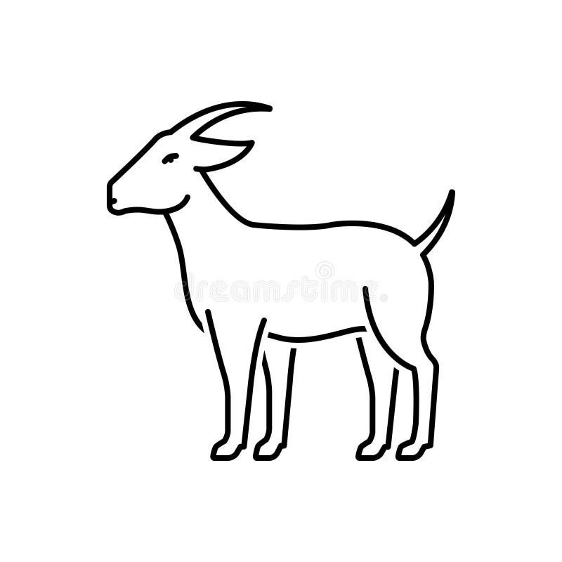 Black Line Icon for Goat, Billy Goat and Cattle Stock Illustration ...
