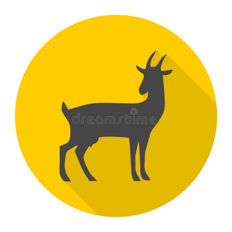Goat Icon, Color Icon with Long Shadow Stock Vector - Illustration of ...