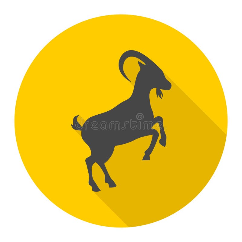 Goat icon with long shadow stock vector. Illustration of nature - 83738021