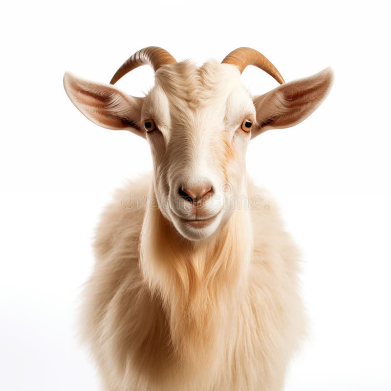 Goat Isolated on White Background Closeup. Front View Stock ...