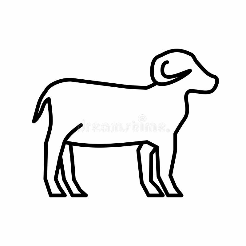 Goat, Lamb Side View Outline Vector Illustration Stock Vector ...
