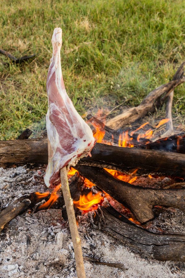 Goat Leg Being Roasted, Ken Stock Image - Image of culinary, animal ...