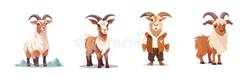 Goat Logo Design with Vector Cartoon Art Illustration Stock Vector ...