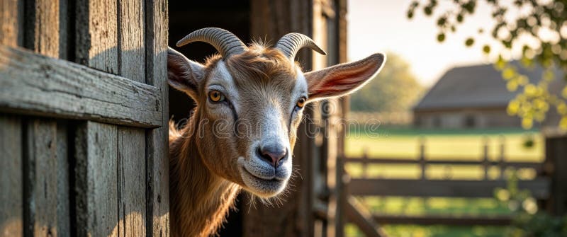 Goat Looking Curiously Barn Farm Setting Daylight Stock Photos - Free ...