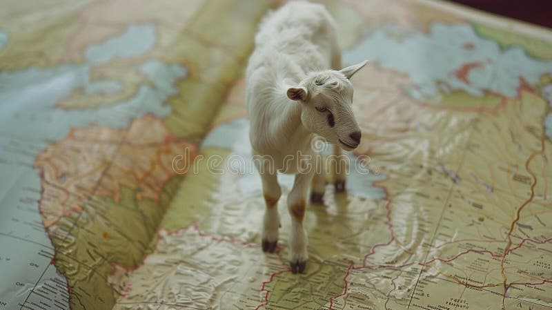Goat on a Map stock illustration. Illustration of world - 333762972