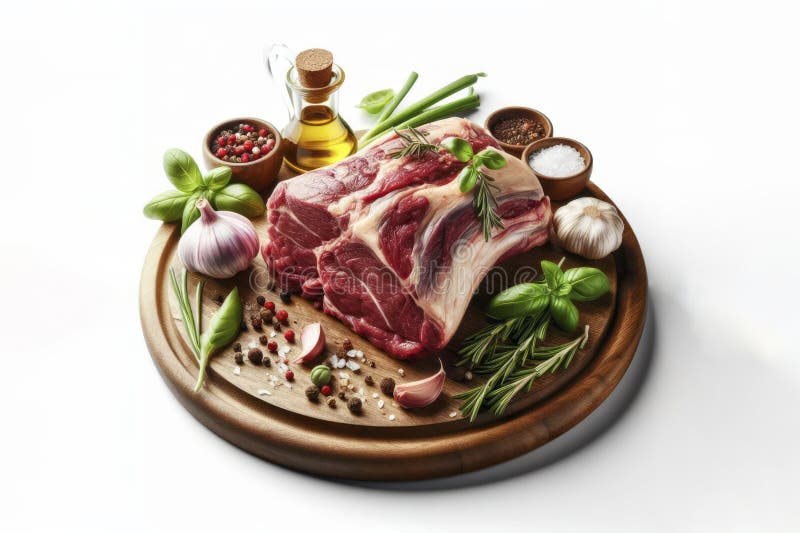 Goat Meat Isolated on Solid White Background. Ai Generative Stock Photo ...