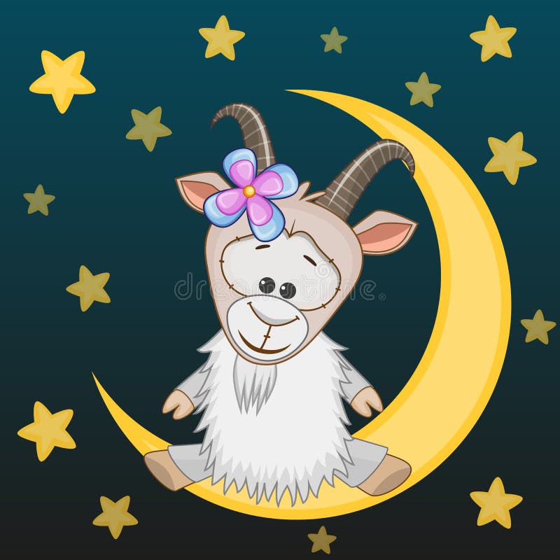 Goat on the moon stock vector. Illustration of computer - 41893665