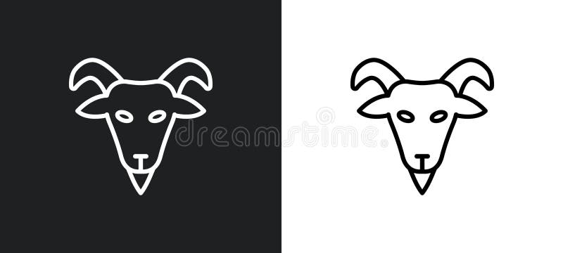 Goat Outline Icon in White and Black Colors. Goat Flat Vector Icon from ...