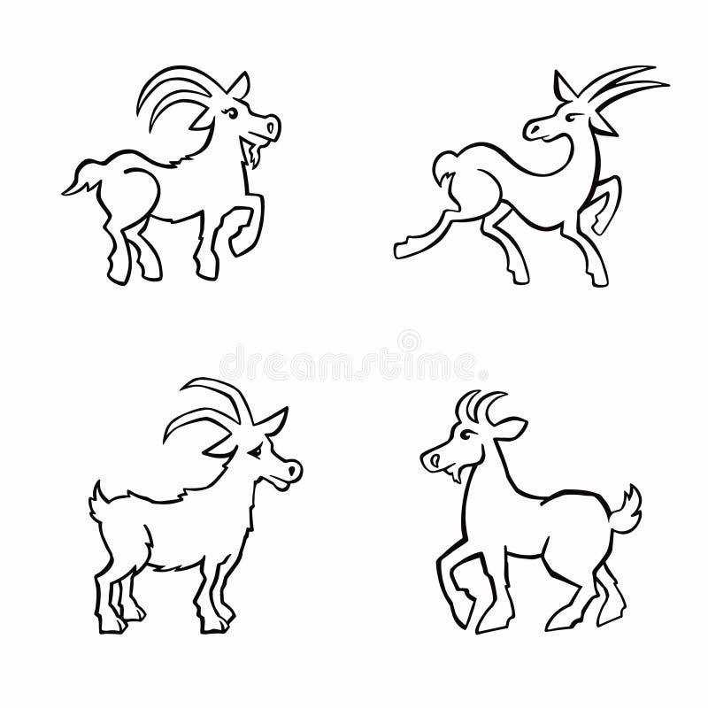 Goat Outline Set, Line, Vector Illustration Eps 10 Stock Vector ...