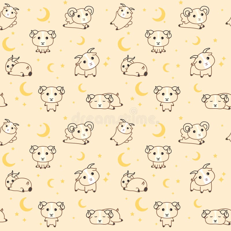 Goat Pattern Vector Background Stock Vector - Illustration of flower ...