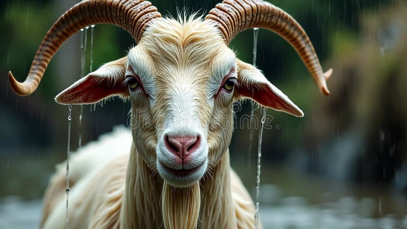 A Goat in the Rain stock video. Video of creature, grazing - 357322359