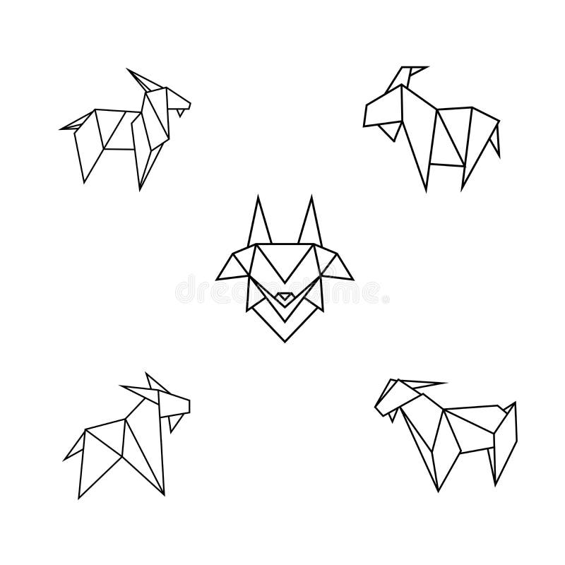 Goat, Ram Origami Geometric Vector Stock Illustration - Illustration of ...