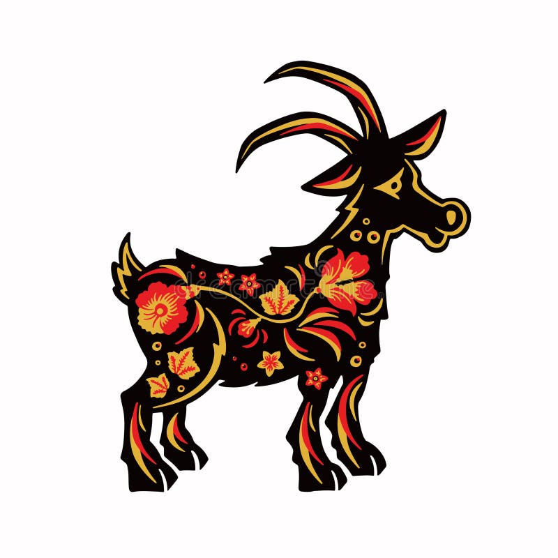 Goat with Retro Red and Yellow Ethnic Vector Illustration Eps 10 Stock ...