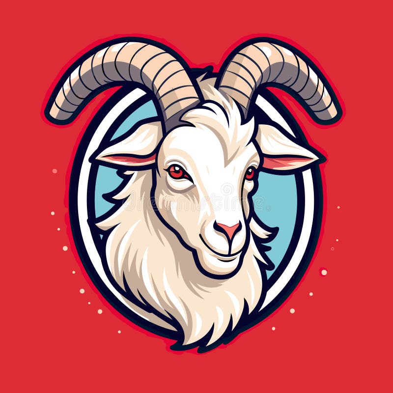 Vector of a Red Background with a Vector Icon of a Goat S Head Inside a ...