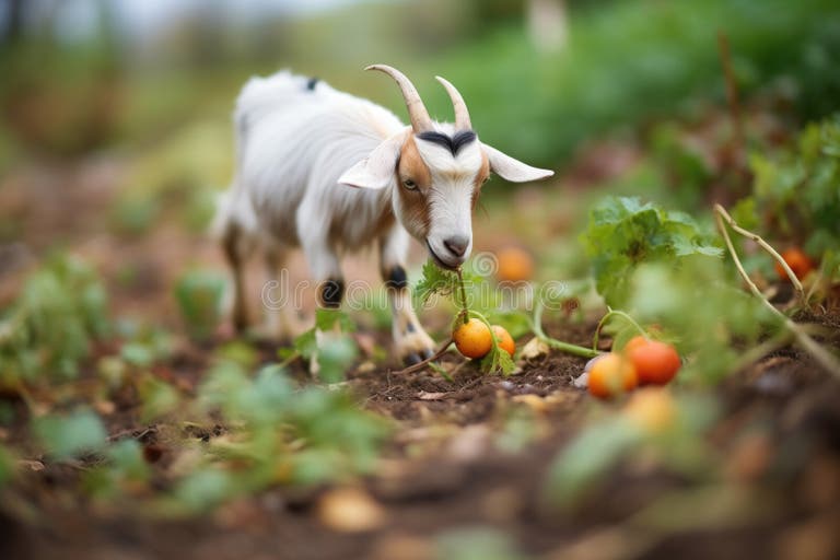 Goat Sampling a Pumpkin in a Vegetable Patch Stock Image - Image of ...