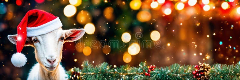 Goat in Santa S Hat Year of the Goat. Selective Focus Stock Photo ...