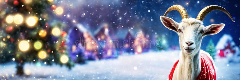 Goat in Santa S Hat Year of the Goat. Selective Focus Stock Image ...