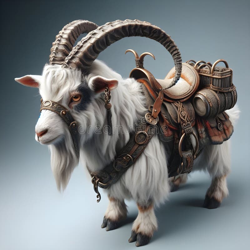 A Goat that Serves As a Mount for a Dwarf Warrior. Stock Image - Image ...