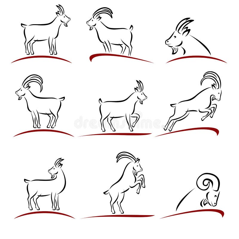 Goat set. Vector stock vector. Illustration of domestic - 69213804