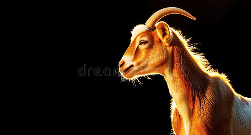Goat Side View with Black Background Stock Illustration - Illustration ...