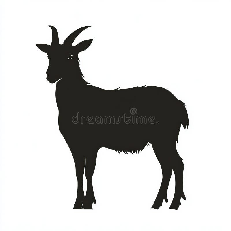 Goat Silhouette , Black and White Illustration Isolated on White ...
