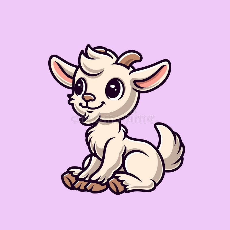 Goat Sitting Retro Cartoon stock vector. Illustration of expression ...