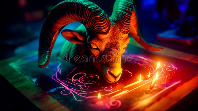 Goat that is Sitting on Table with Candle in Its Mouth. Generative AI ...