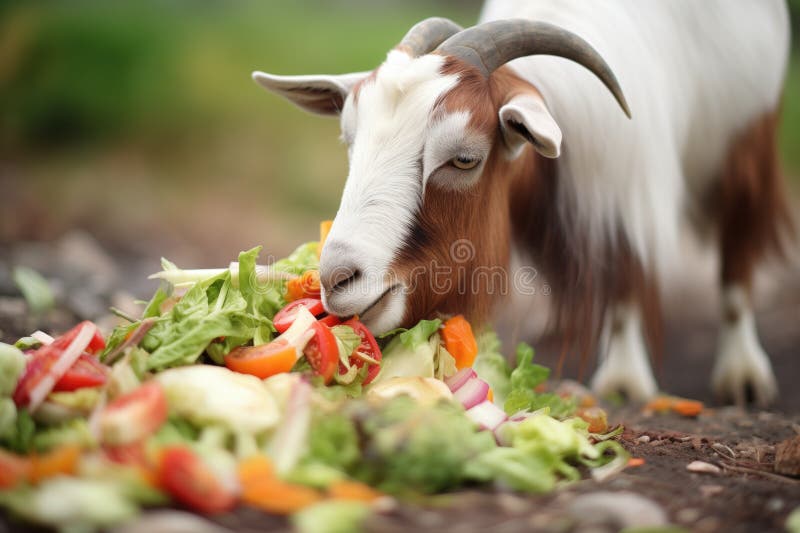 Goat Snacking on Garden Vegetables Stock Image - Image of snack, goat ...