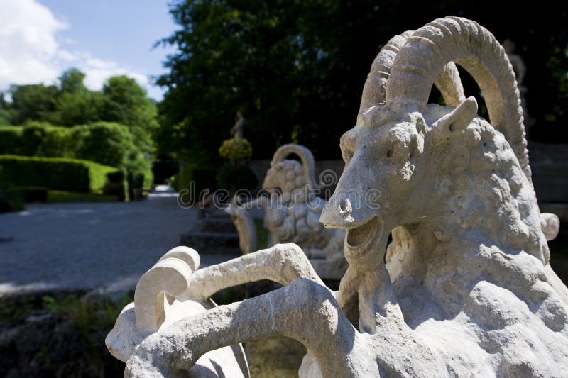 Goat Statues in Front of the Hellbrunn Castle Stock Image - Image of ...