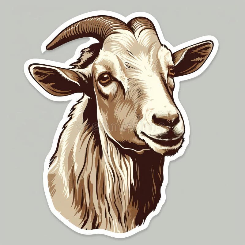 Retro Vintage Style Vector Goat Sticker with White Outline Stock ...