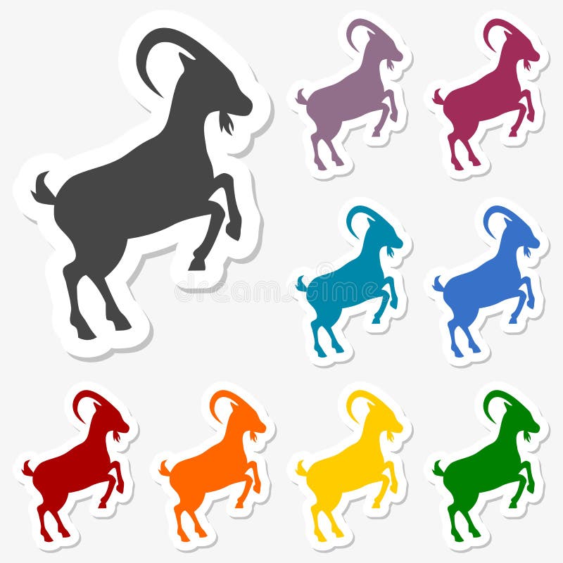 Goat stickers set stock vector. Illustration of color - 83737866