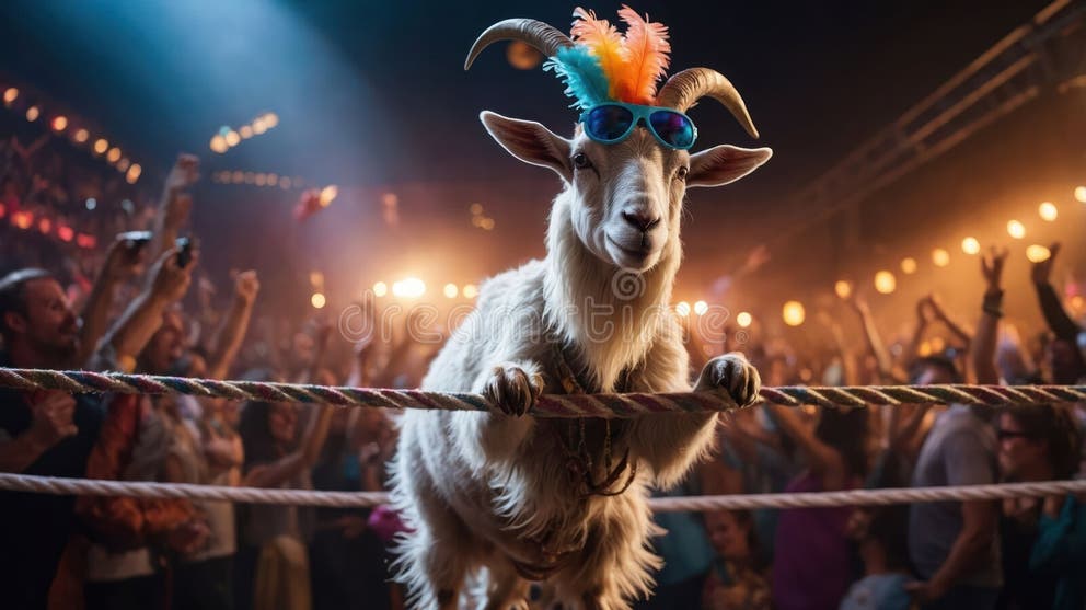 Cool Goat in Sunglasses at a Concert Stock Illustration - Illustration ...