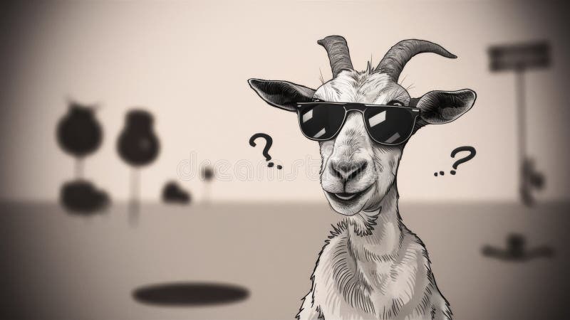 A Goat with Sunglasses and a Question Mark on Its Forehead, AI Stock ...