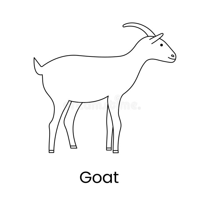 Goat Vector Line Icon, Illustration of a Farm Animal. Stock Vector ...