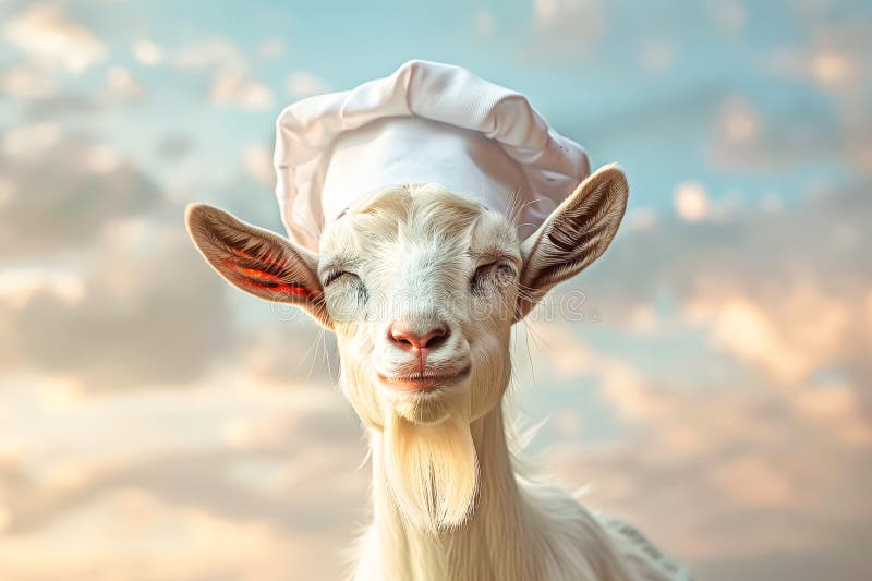Goat Wearing a Chef S Hat and Smiling Stock Image - Image of looking ...
