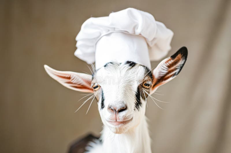 Goat Wearing a Chef S Hat and a White Apron Stock Photo - Image of ...