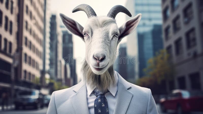 A Goat Wearing a Suit and Tie Stock Illustration - Illustration of ...