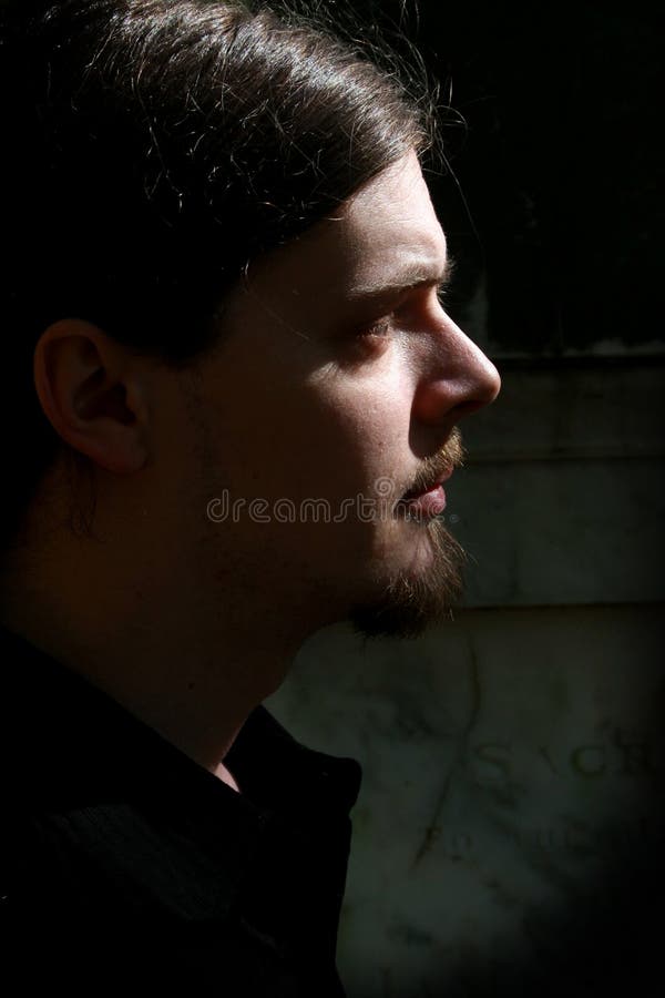 Goatee man, low key stock photo. Image of profile, head - 13901372