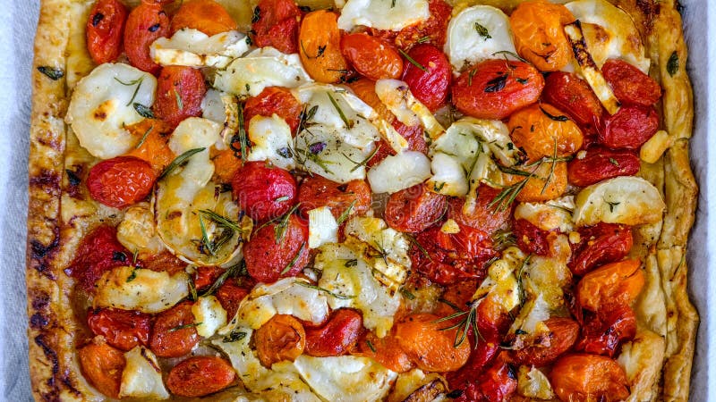 Goats Cheese and Tomato Flan Stock Photo - Image of drink, cherry ...