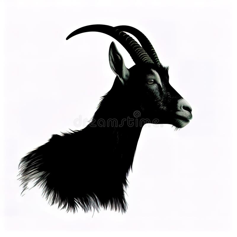 A Goats Head Silhouette Against White Background Stock Illustration ...